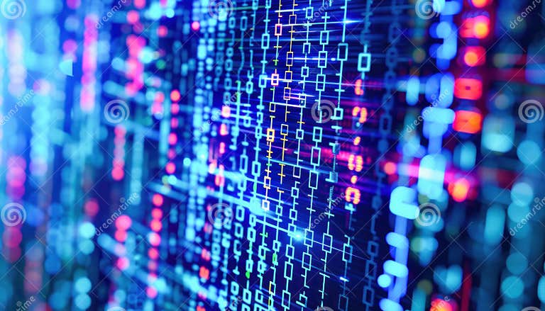 A Computer Monitor Displays an Array of Binary Code, Creating a ...