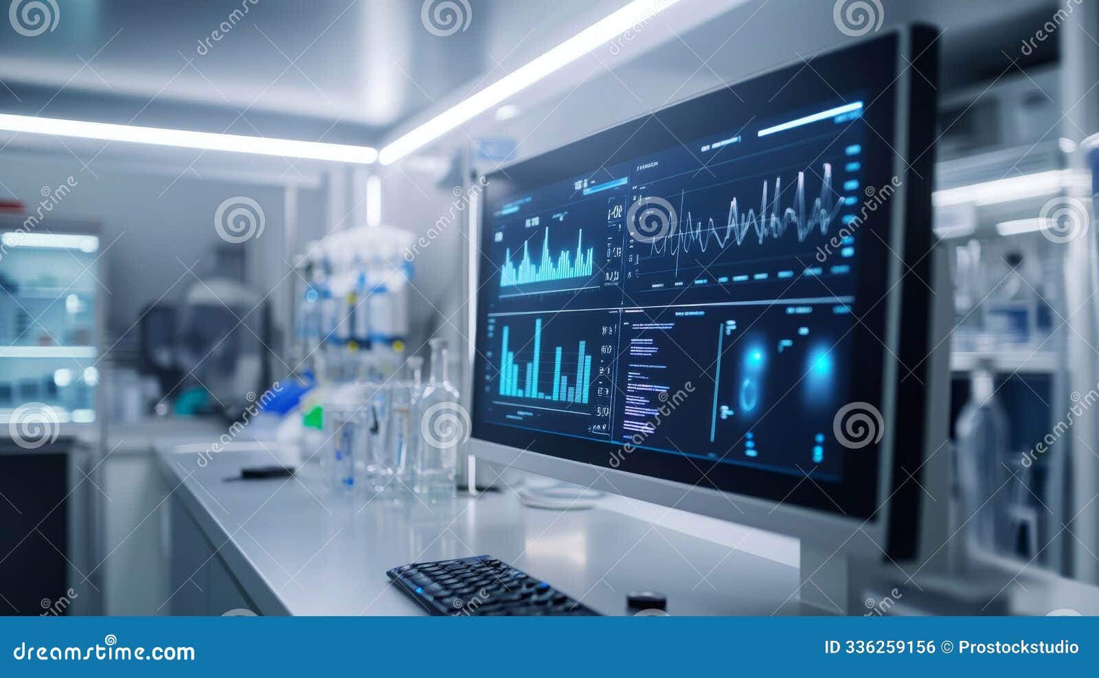 A Computer Monitor Displays Data in a Laboratory Setting Stock Photo ...