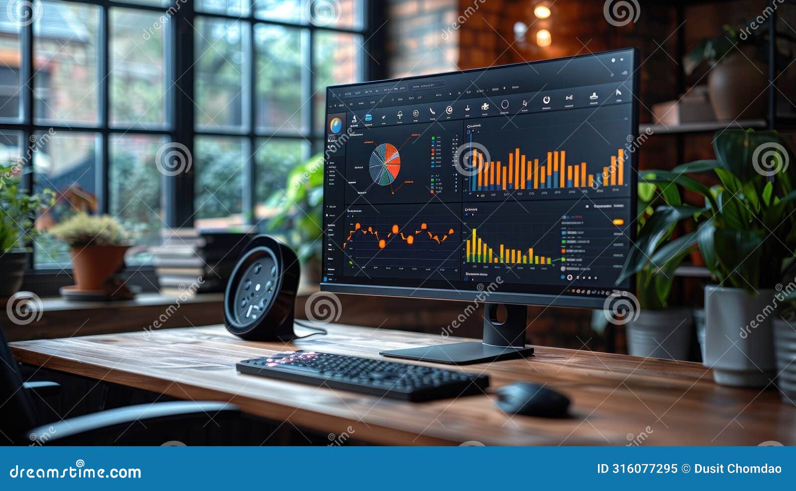 A Computer Monitor Displays a Number of Graphs and Charts Stock Image ...