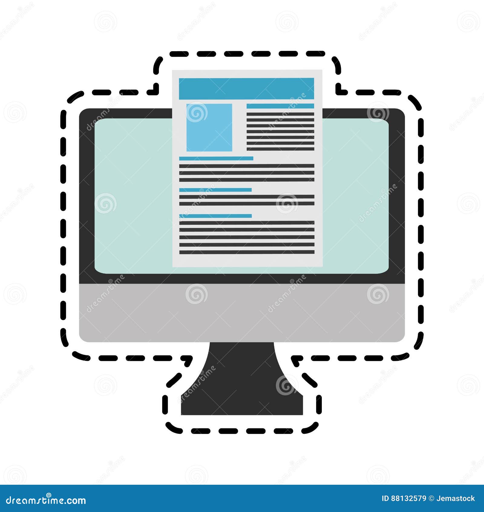 Computer Monitor and Document Icon Image Stock Illustration ...