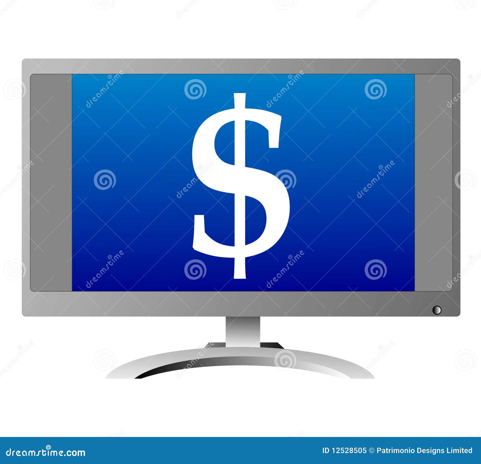 Computer Monitor Dollar Sign Stock Illustration - Illustration of view ...