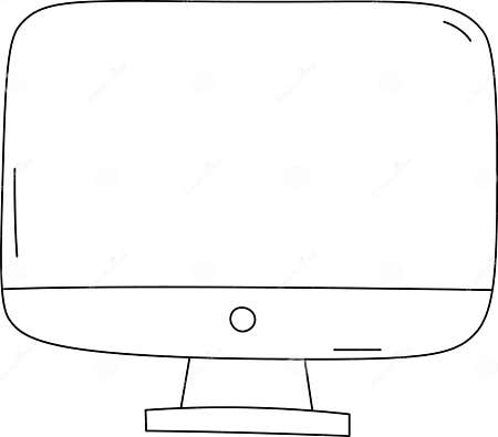 Computer Monitor Doodle stock illustration. Illustration of technology ...