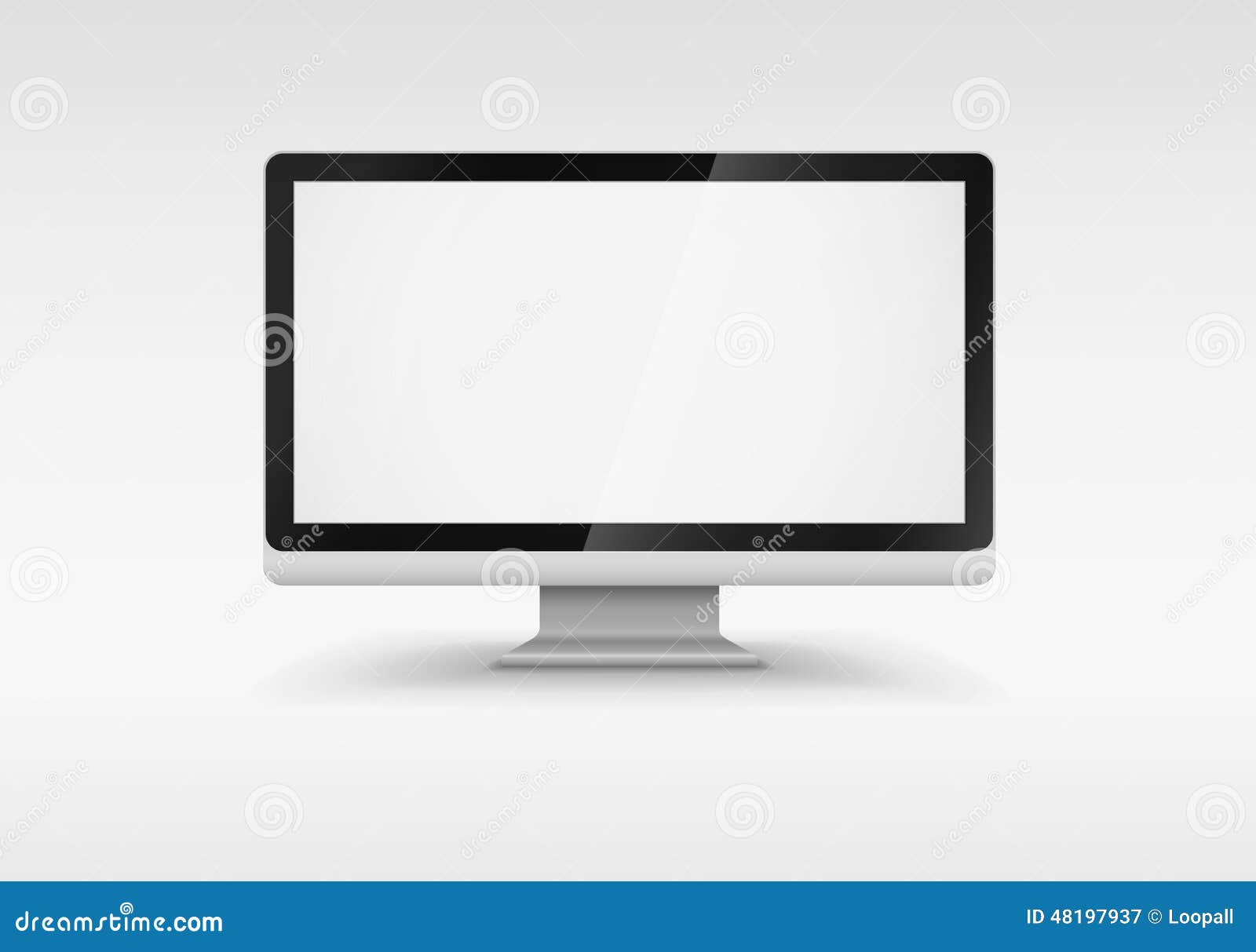 Computer Monitor with Empty White Screen Stock Illustration ...