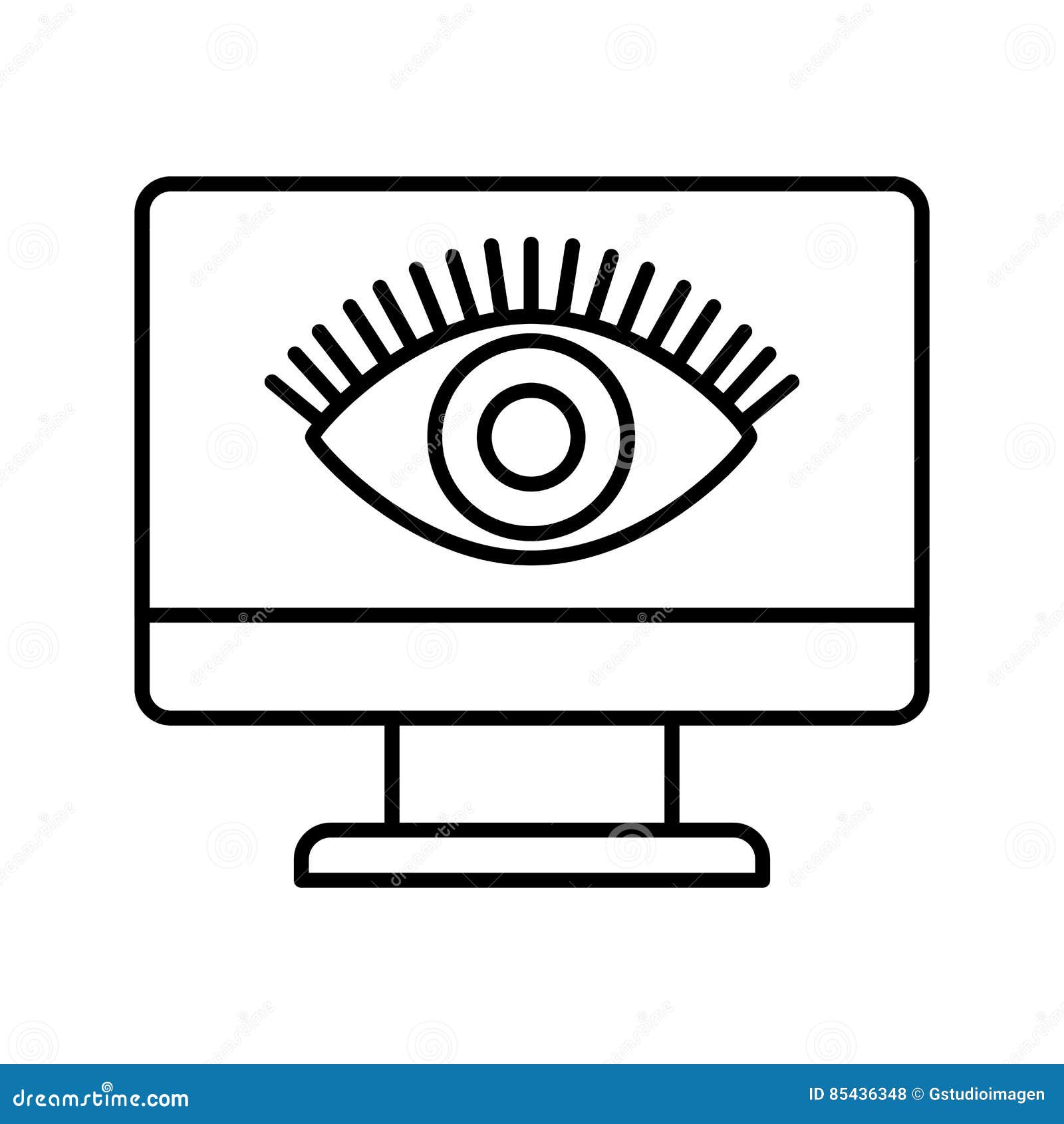 Computer Monitor with Eye Isolated Icon Stock Vector - Illustration of ...