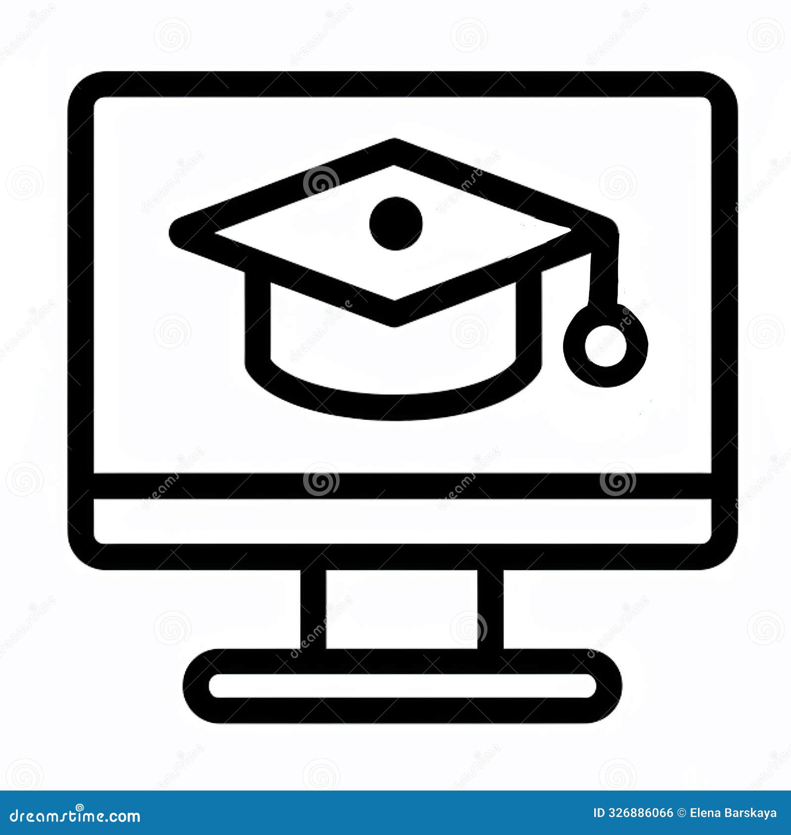 A Computer Monitor with a Graduation Cap on it Stock Illustration ...