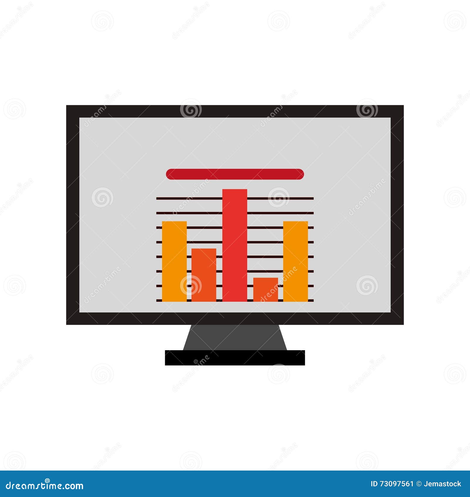 Computer Monitor with Graphic , Vector Illustration Stock Illustration ...