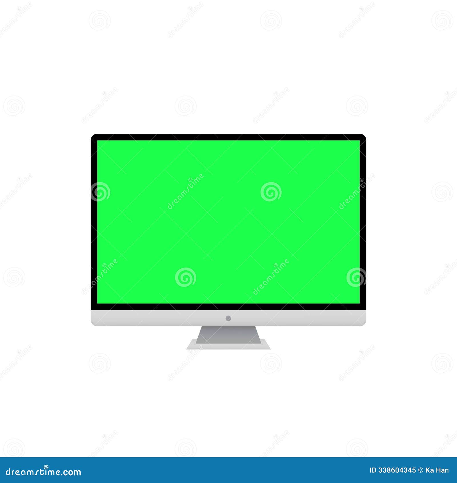 Computer Monitor with Green Screen Icon. PC Desktop Mockup Illustration ...