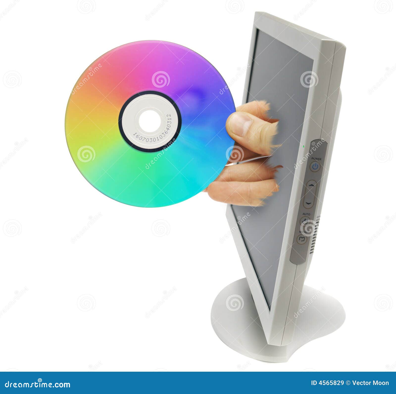 Computer monitor with hand stock image. Image of industry - 4565829
