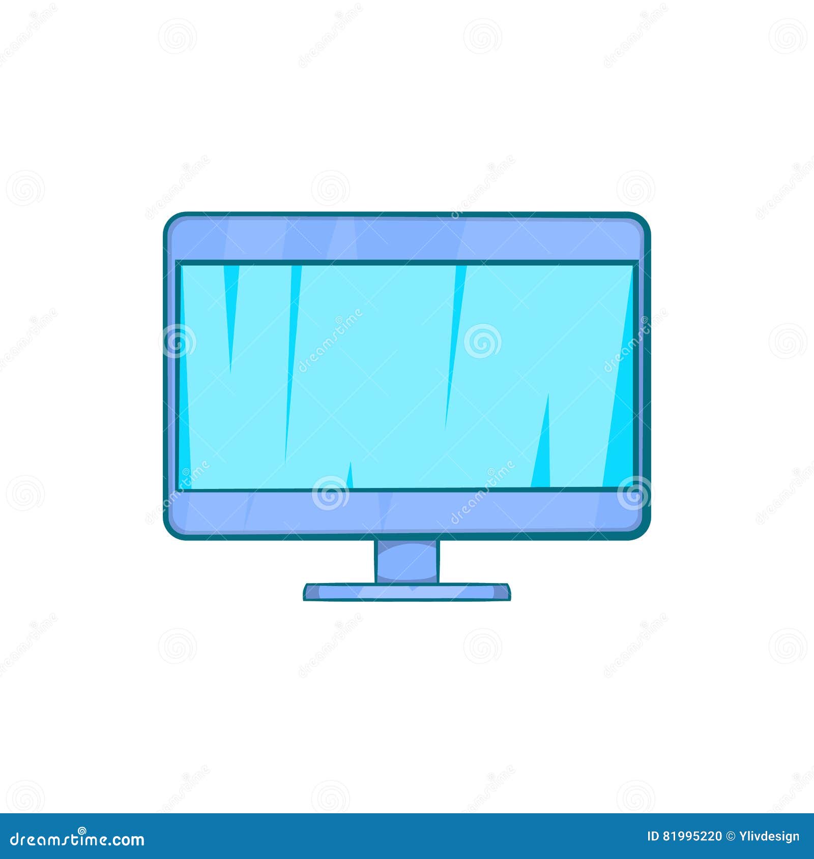 Computer Monitor Icon in Cartoon Style Stock Vector - Illustration of ...