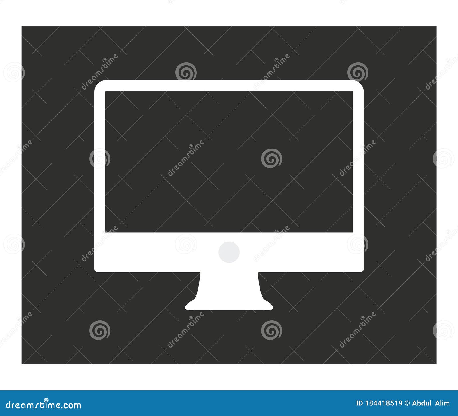 Computer Monitor Icon. Flat PC Symbol Stock Vector - Illustration of ...