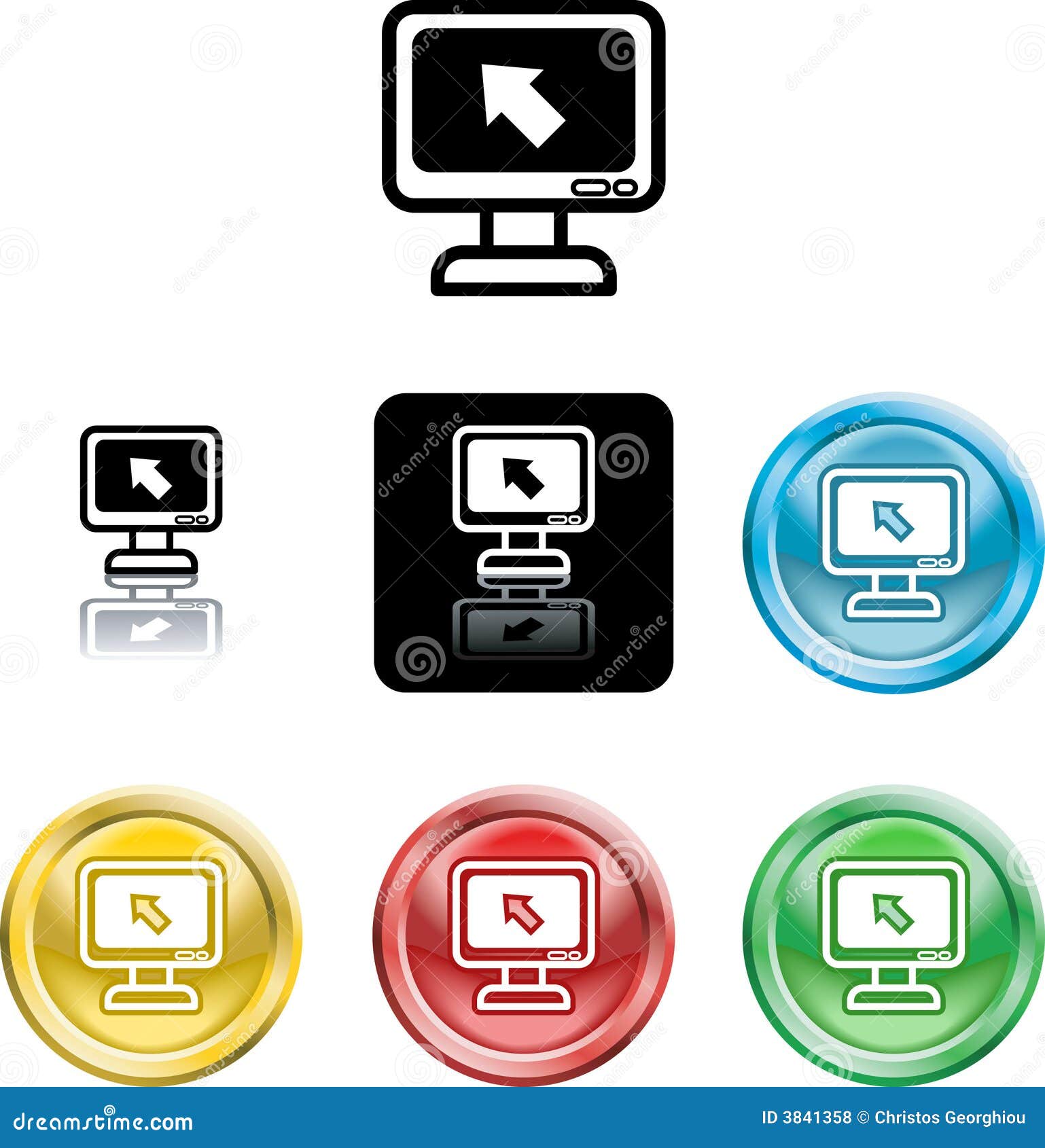 Computer Monitor Icon Symbol Stock Vector - Illustration of yellow ...