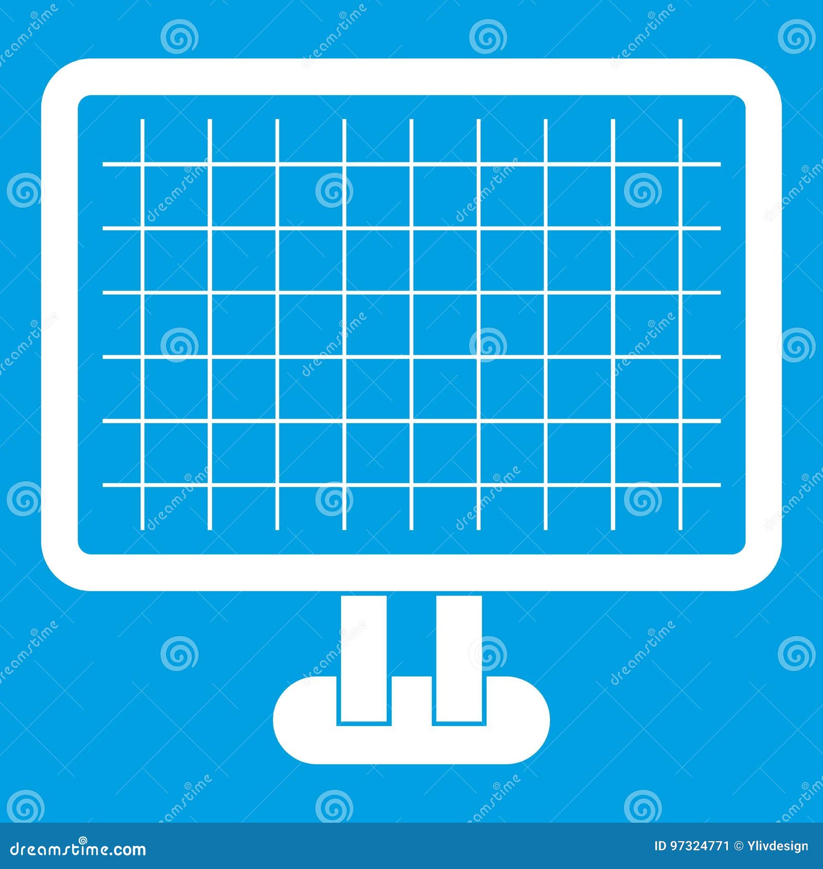 Computer Monitor Icon White Stock Vector - Illustration of looking ...
