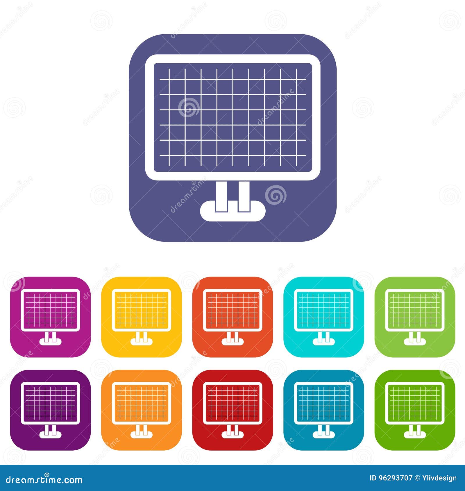 Computer monitor icons set stock vector. Illustration of enterprise ...