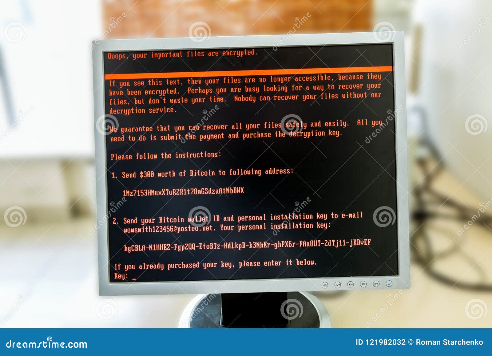 The Computer Monitor is Infected with the Petya Virus Stock Photo ... The Computer Monitor is Infected with the Petya Virus Stock Photo ...