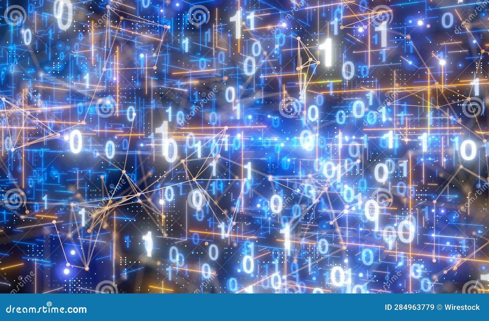 Computer Monitor with Interconnected Data Numbers Stock Illustration ...
