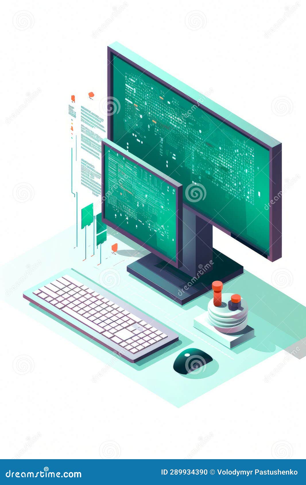 Computer Monitor and Keyboard on Desk with Mouse. Generative AI Stock ...