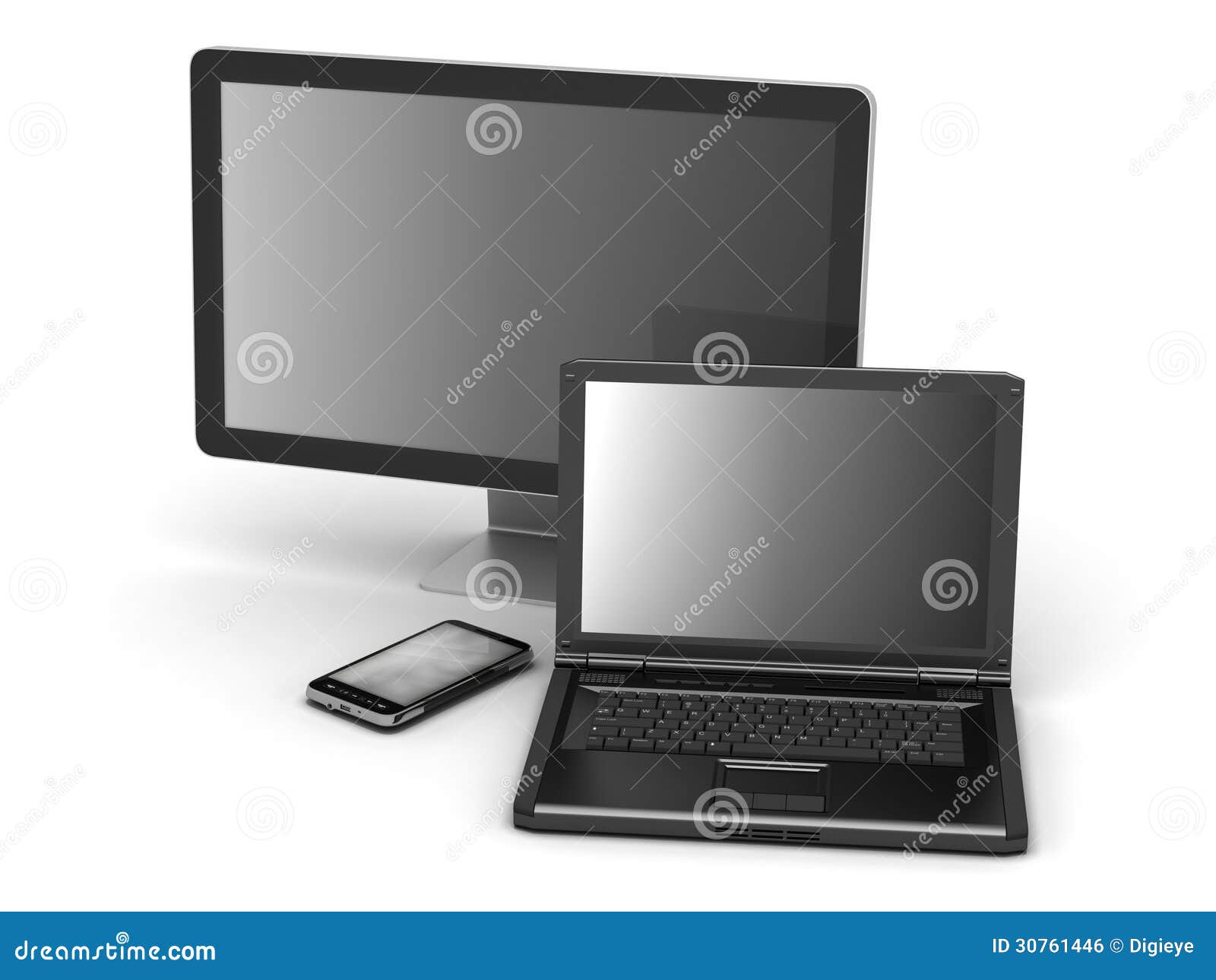 Computer Monitor, Laptop and Mobile Phone Stock Illustration ...