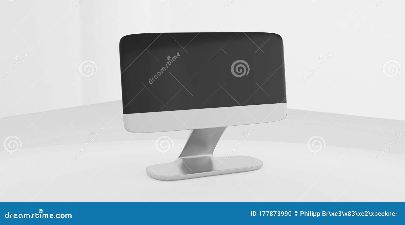 Computer Monitor LCD LED Displayon White Office Table Desk 3d Render ...