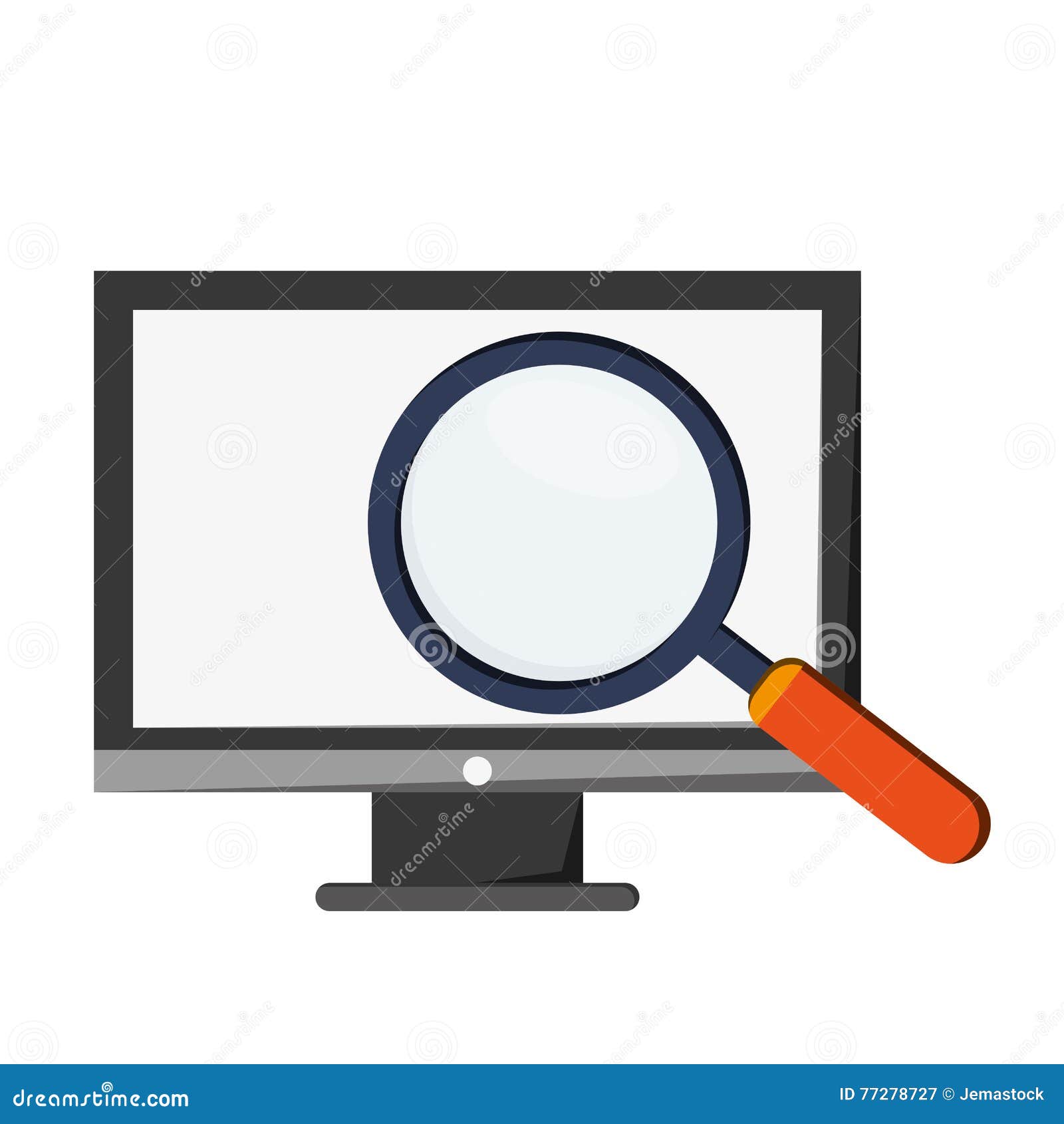 Computer Monitor and Magnifying Glass Icon Stock Vector - Illustration ...
