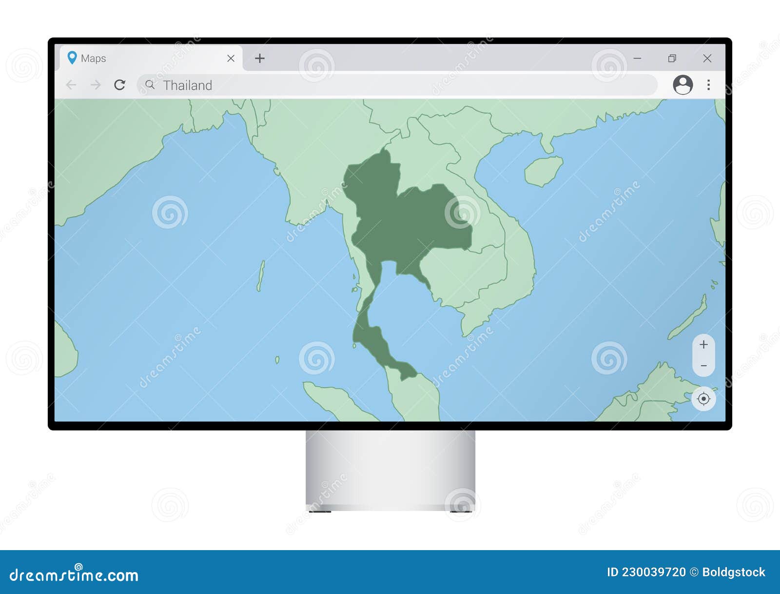 Computer Monitor with Map of Thailand in Browser, Search for the ...