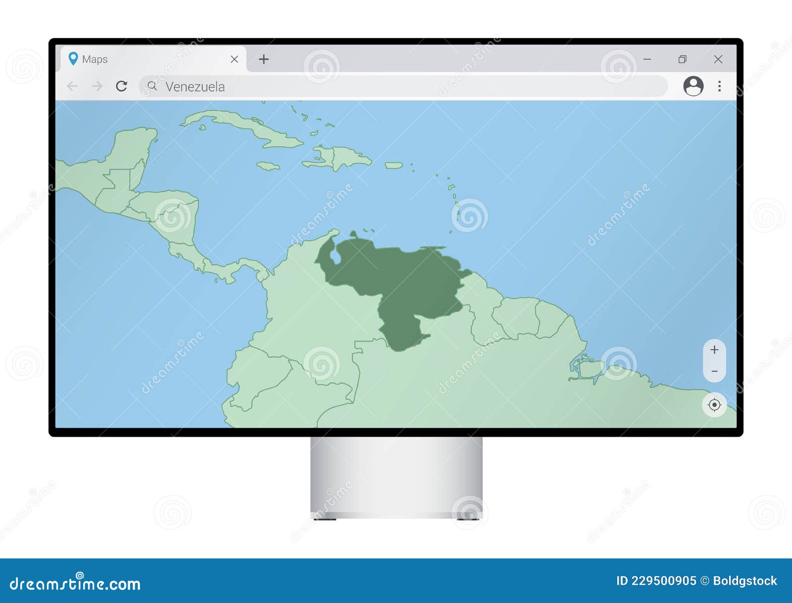 Computer Monitor with Map of Venezuela in Browser, Search for the ...