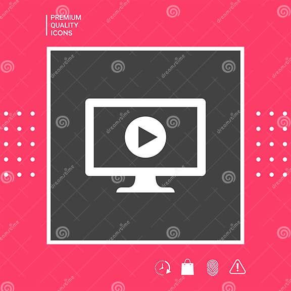 Computer Monitor with Play Button Icon. Element for Your Design Stock ...