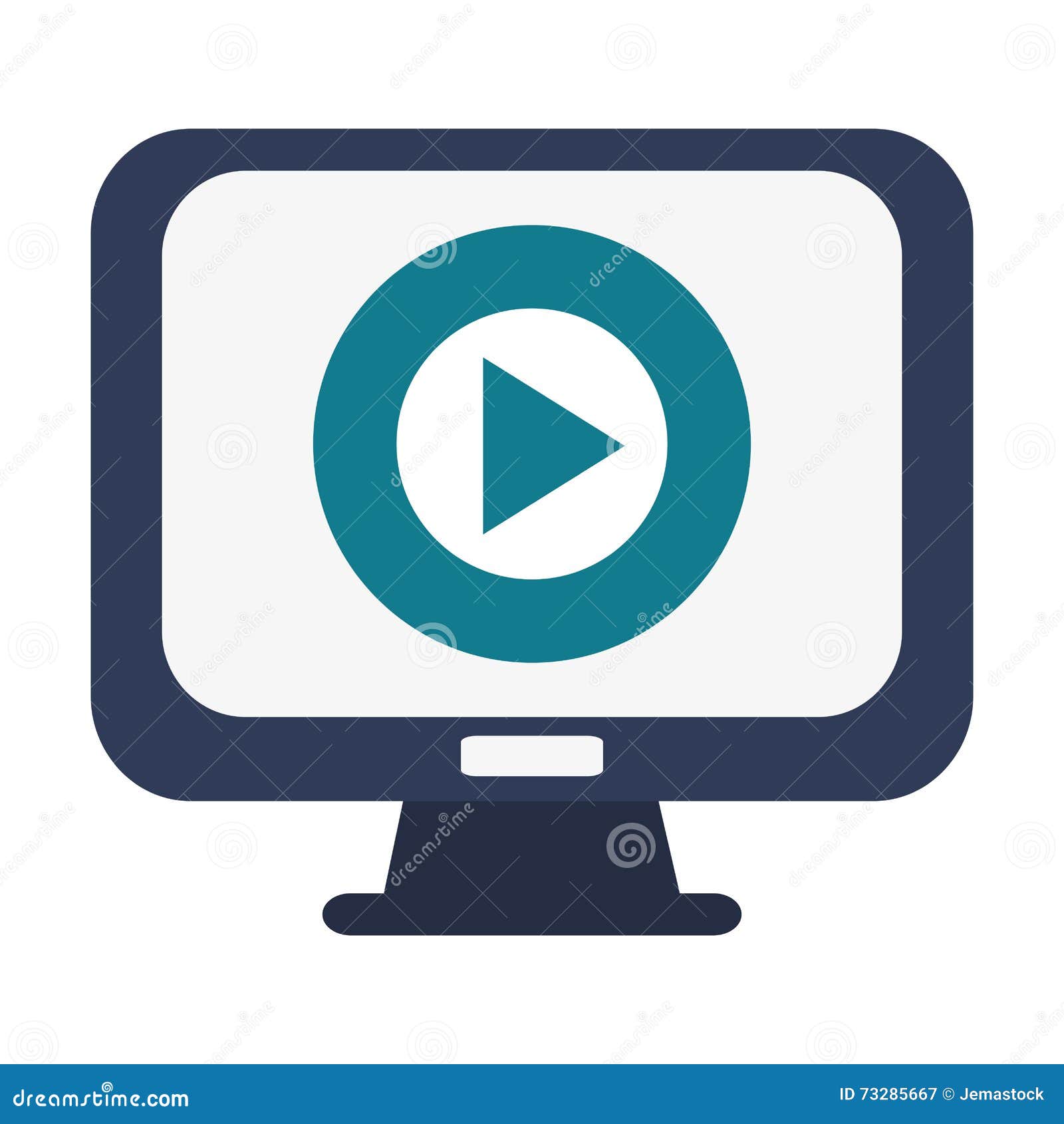 Computer monitor play icon stock illustration. Illustration of concept ...