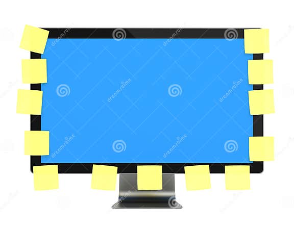 Computer Monitor with Post it Stock Illustration - Illustration of ...