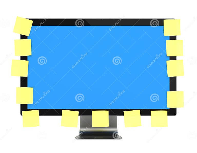 Computer Monitor with Post it Stock Illustration - Illustration of ...