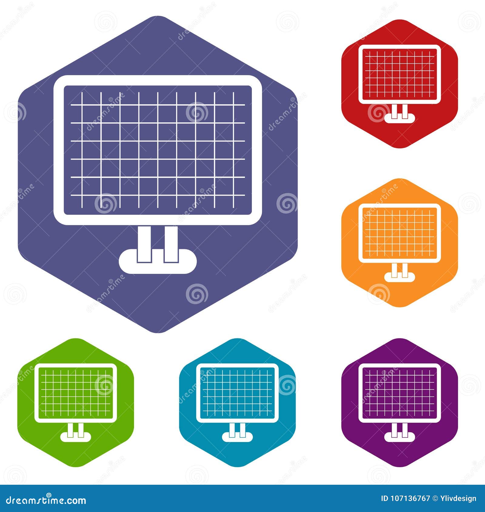 Computer monitor icons set stock vector. Illustration of engineer ...