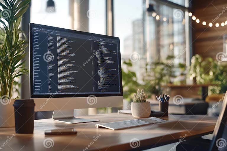 Computer Monitor with Programming Code. Code Computer Screen Stock Illustration - Illustration ...