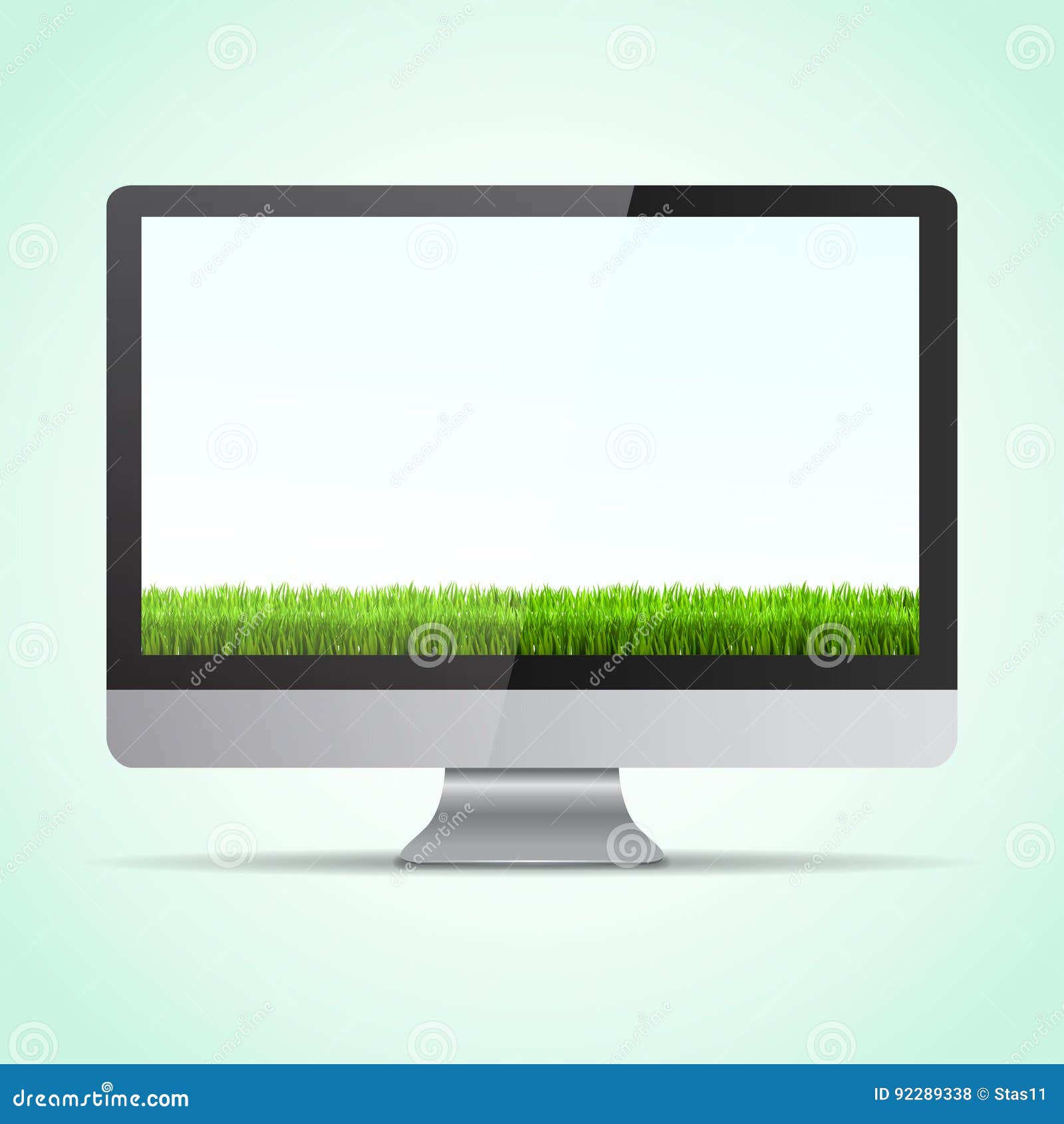 Computer Monitor in Realistic Style with Shadow with Grass Background ...