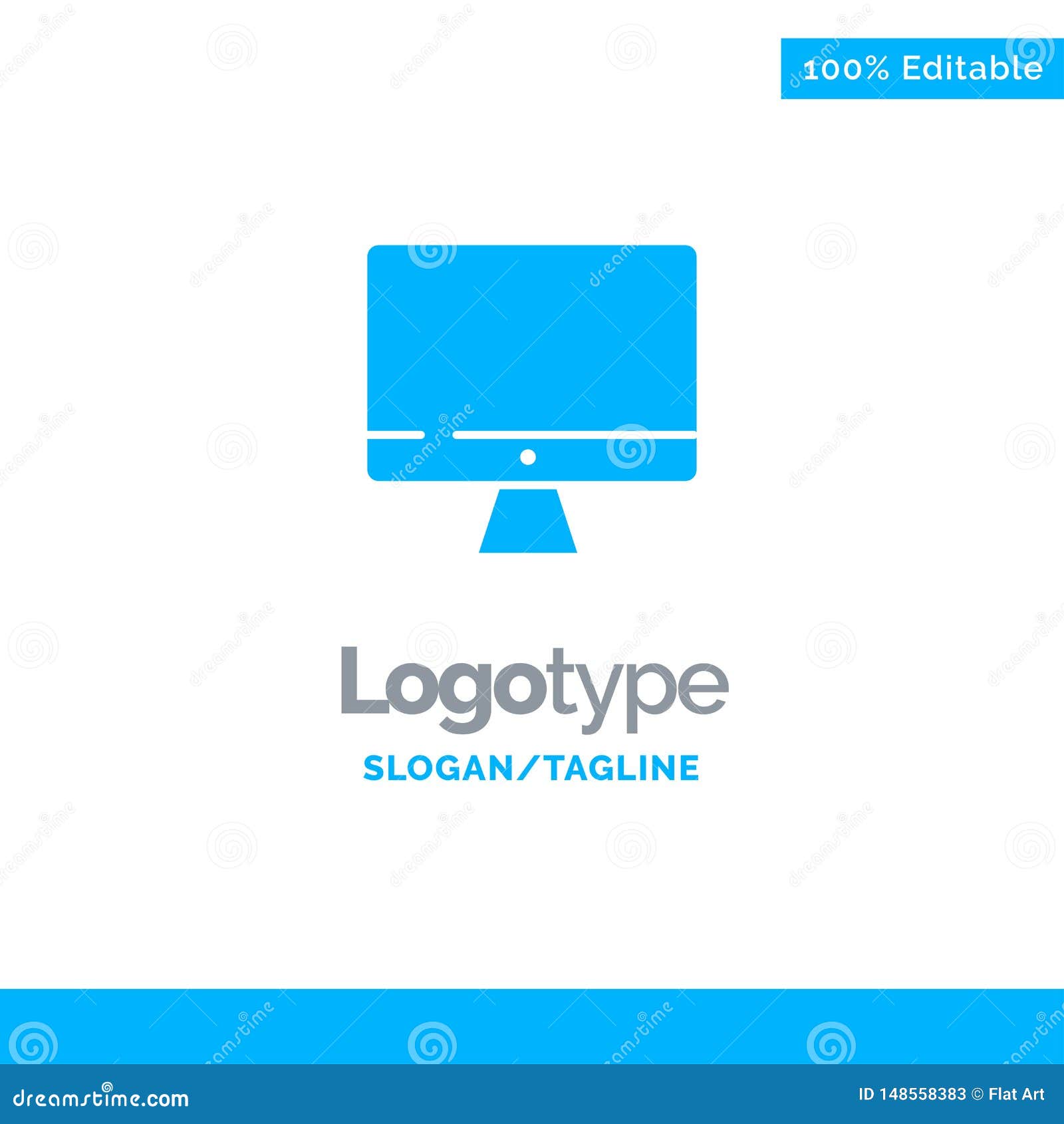 Computer, Monitor, Screen, Hardware Blue Solid Logo Template. Place for ...