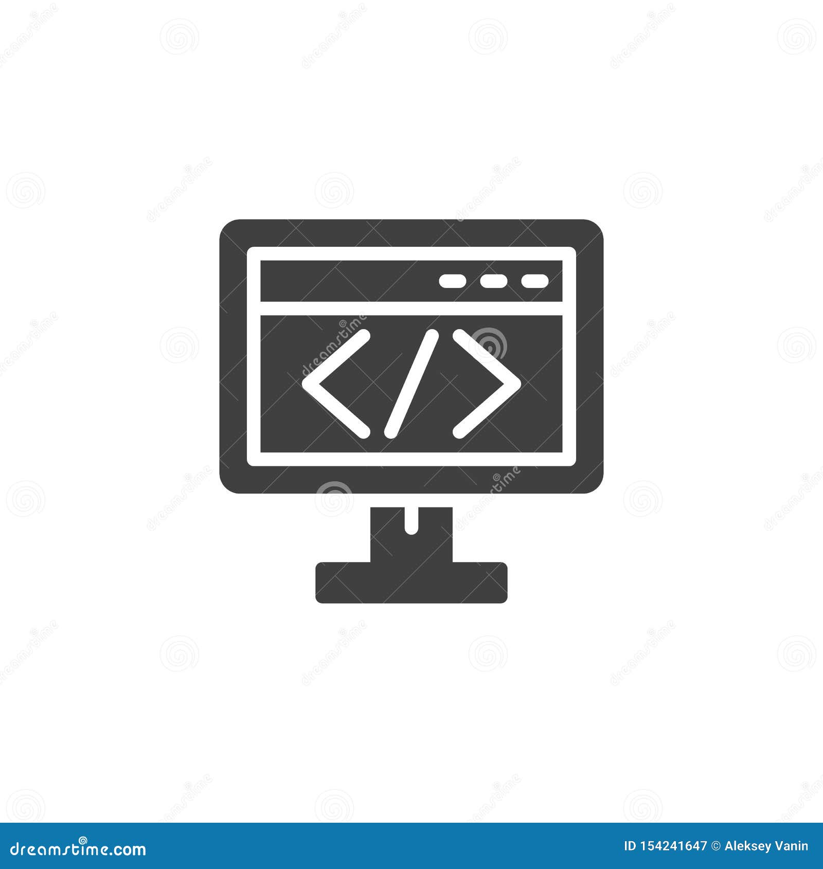 Computer Monitor with Script Code Vector Icon Stock Vector ...