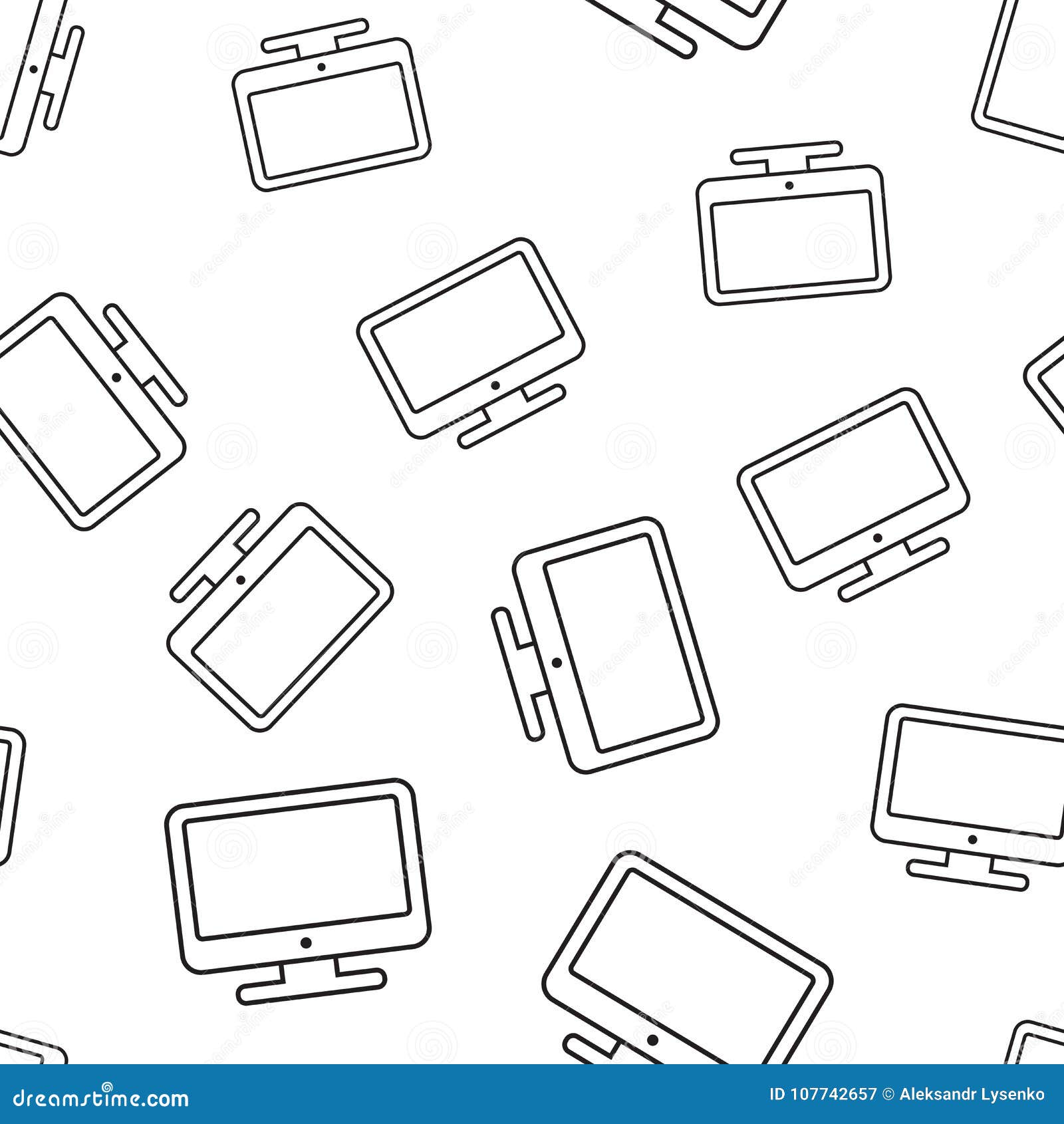 Computer Monitor Seamless Pattern Background. Business Flat Vector ...