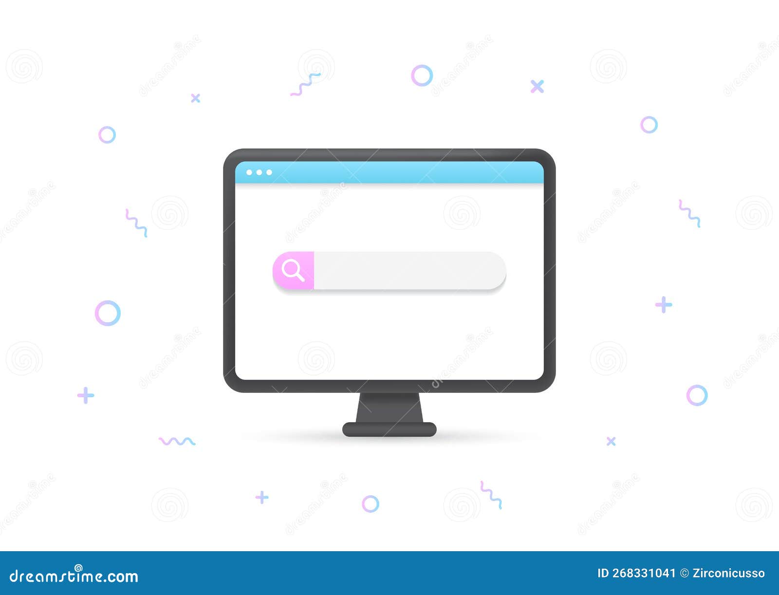 Computer Monitor and Search Bar Stock Illustration - Illustration of ...
