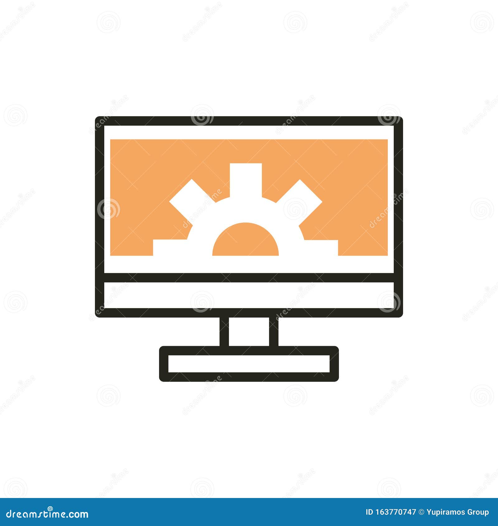 Computer Monitor Setting Web Development Icon Line and Fill Stock ...