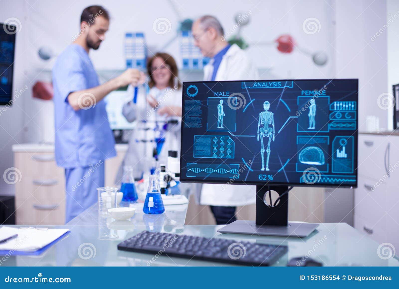 Computer Monitor Showing Body Human Brain Activity Stock Photo - Image ...