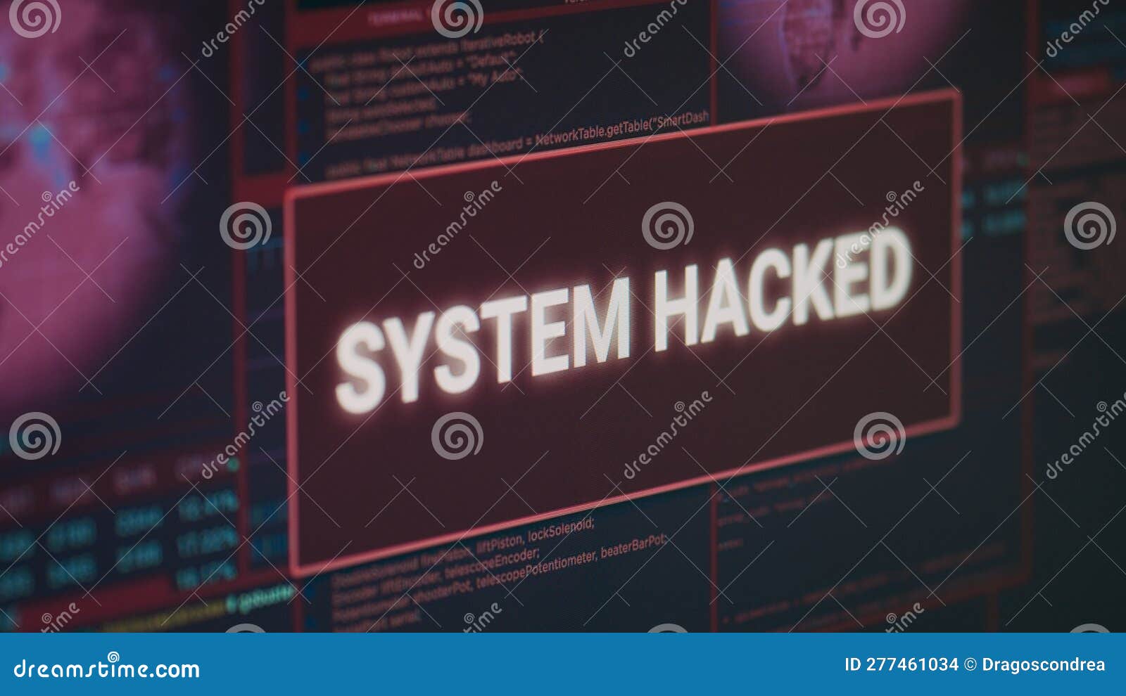 Computer Monitor Showing Hacked System Alert Message Flashing on Screen ... Computer Monitor Showing Hacked System Alert Message Flashing on Screen ...