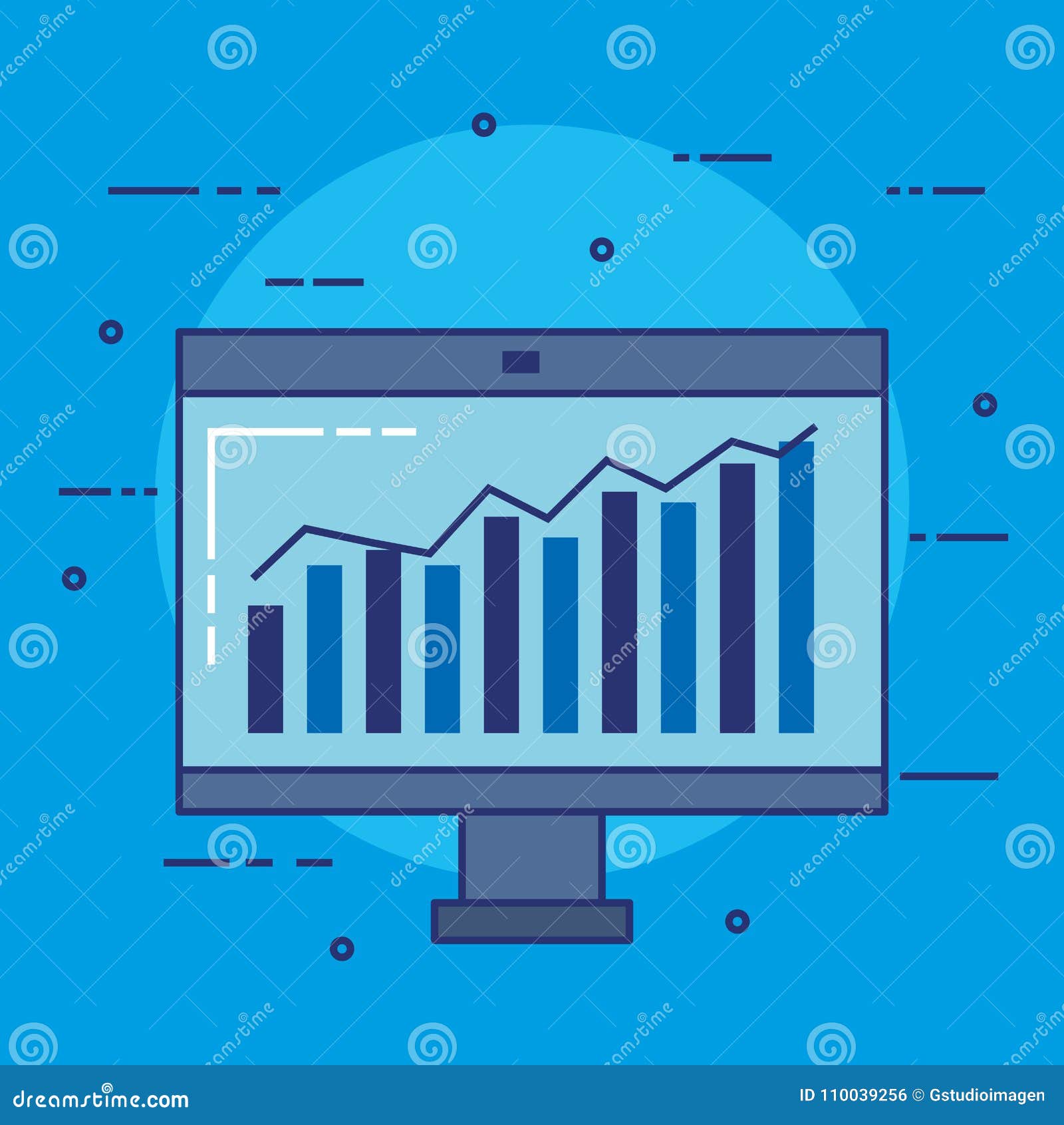 Computer Monitor with Statistics Stock Vector - Illustration of ...