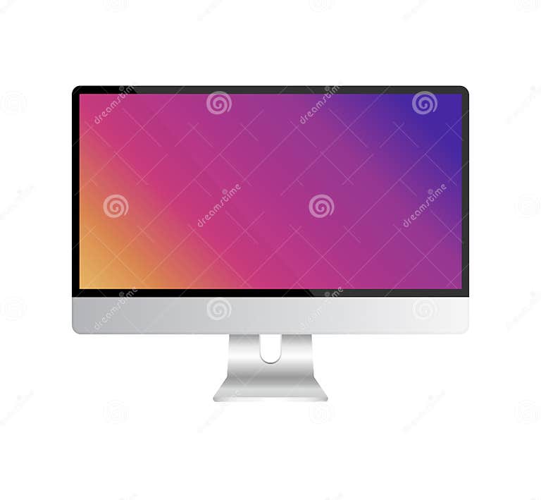 Computer Monitor Template with Color Gradient in Realistic Style. Stock ...