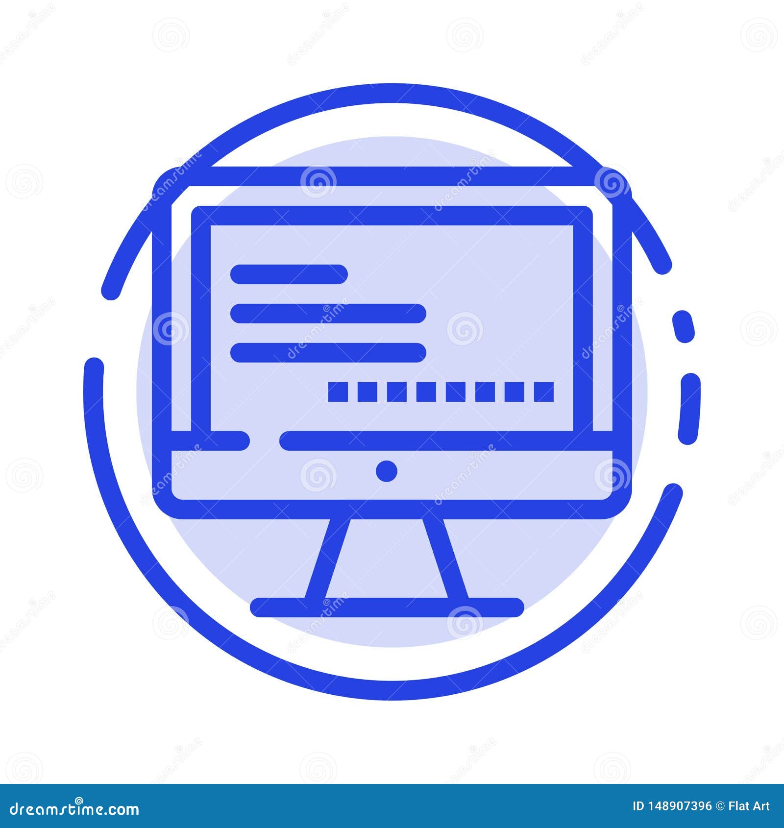 Computer, Monitor, Text, Education Blue Dotted Line Line Icon Stock ...