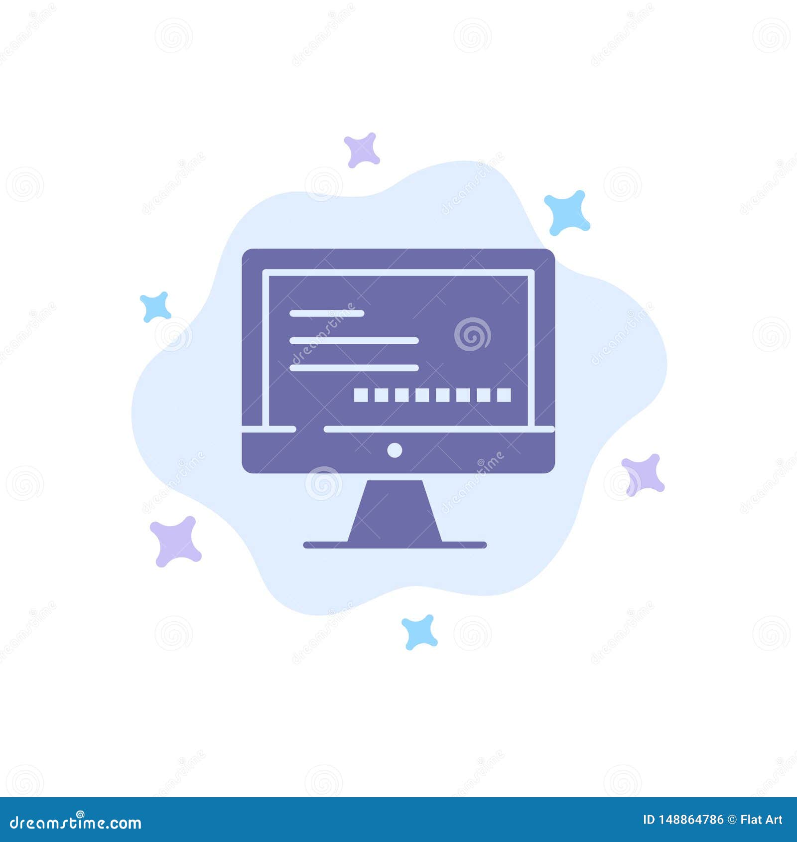 Computer, Monitor, Text, Education Blue Icon on Abstract Cloud ...