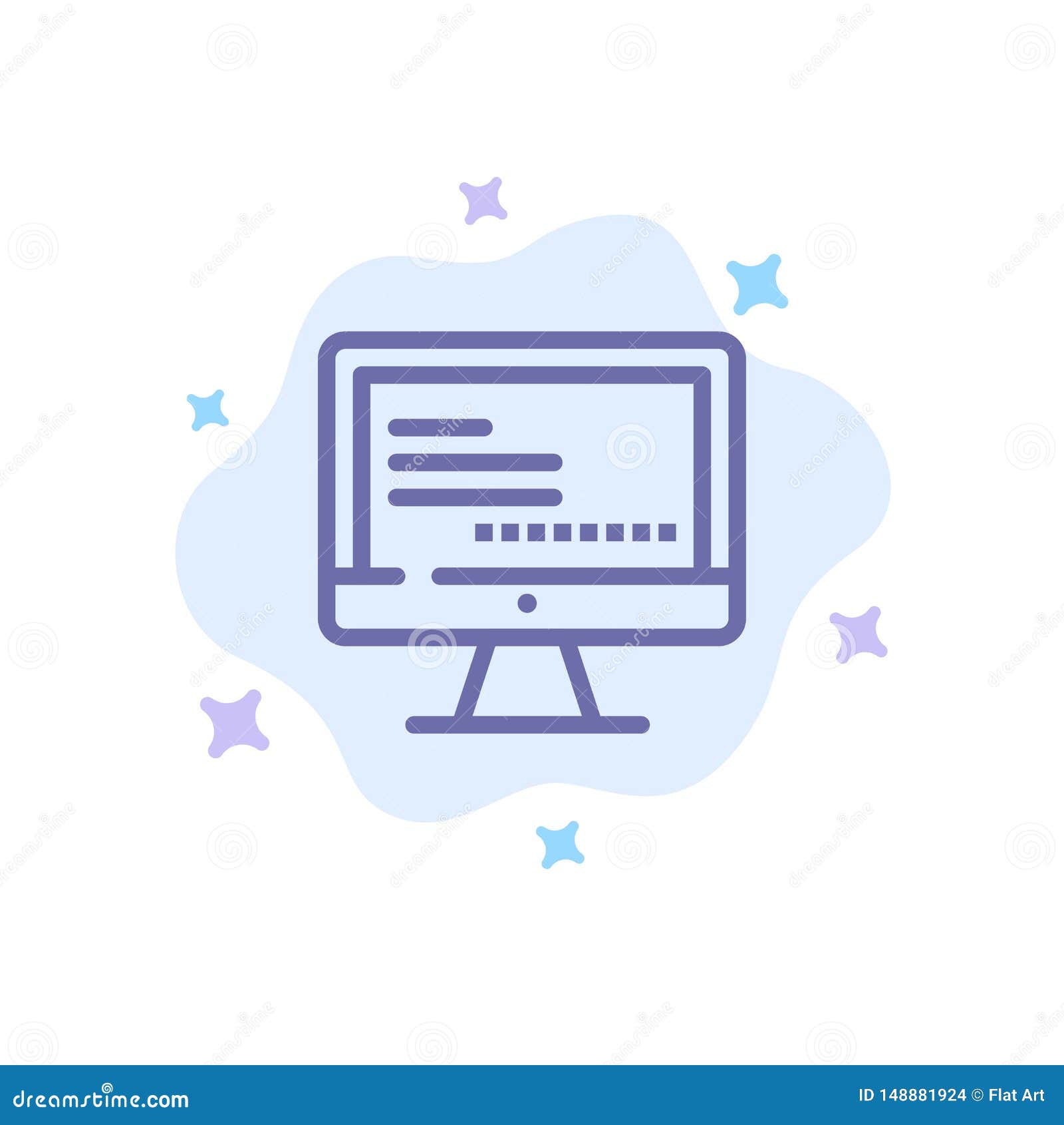 Computer, Monitor, Text, Education Blue Icon on Abstract Cloud ...