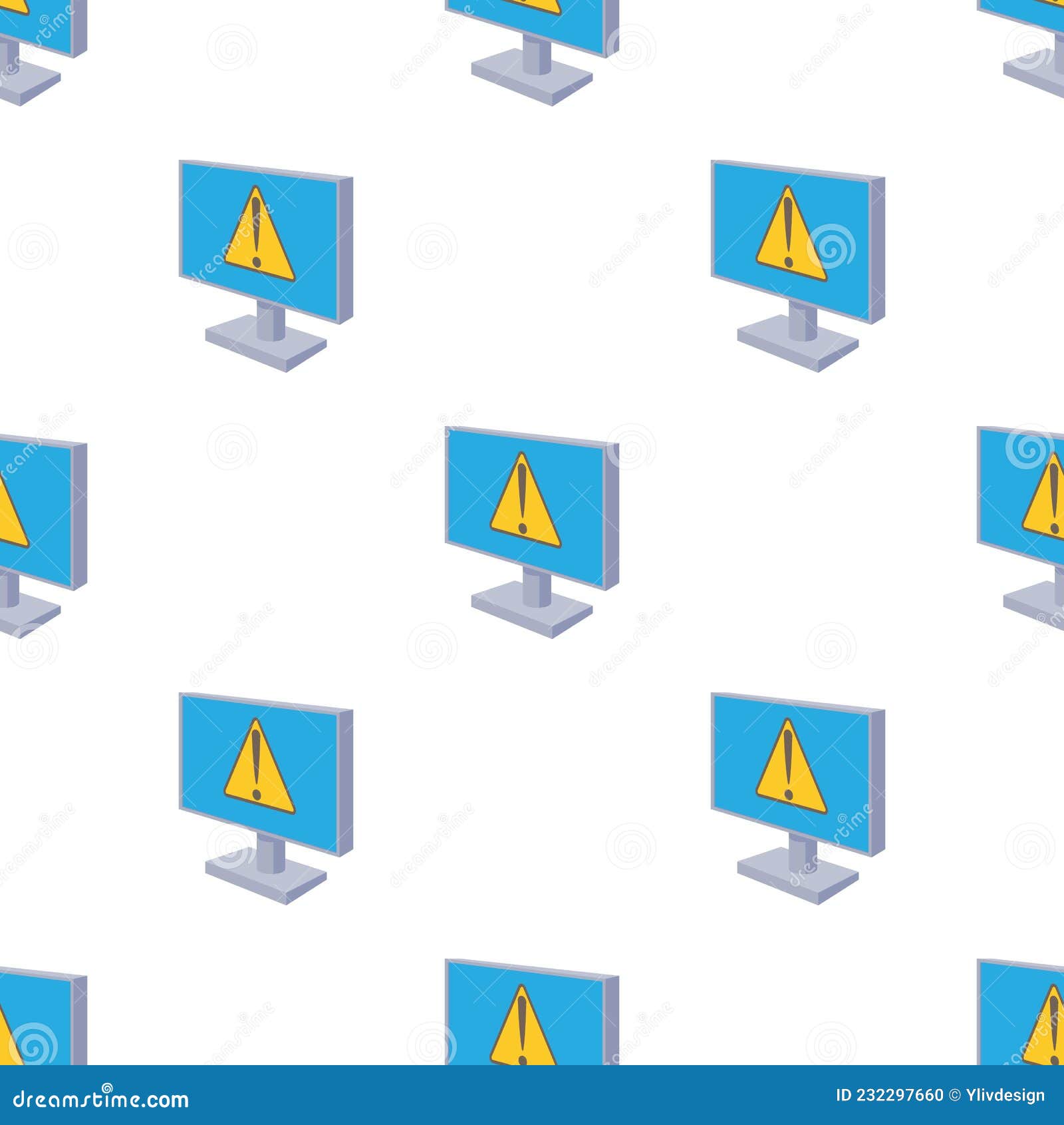Computer Monitor with a Warning Sign Pattern Seamless Vector Stock ...