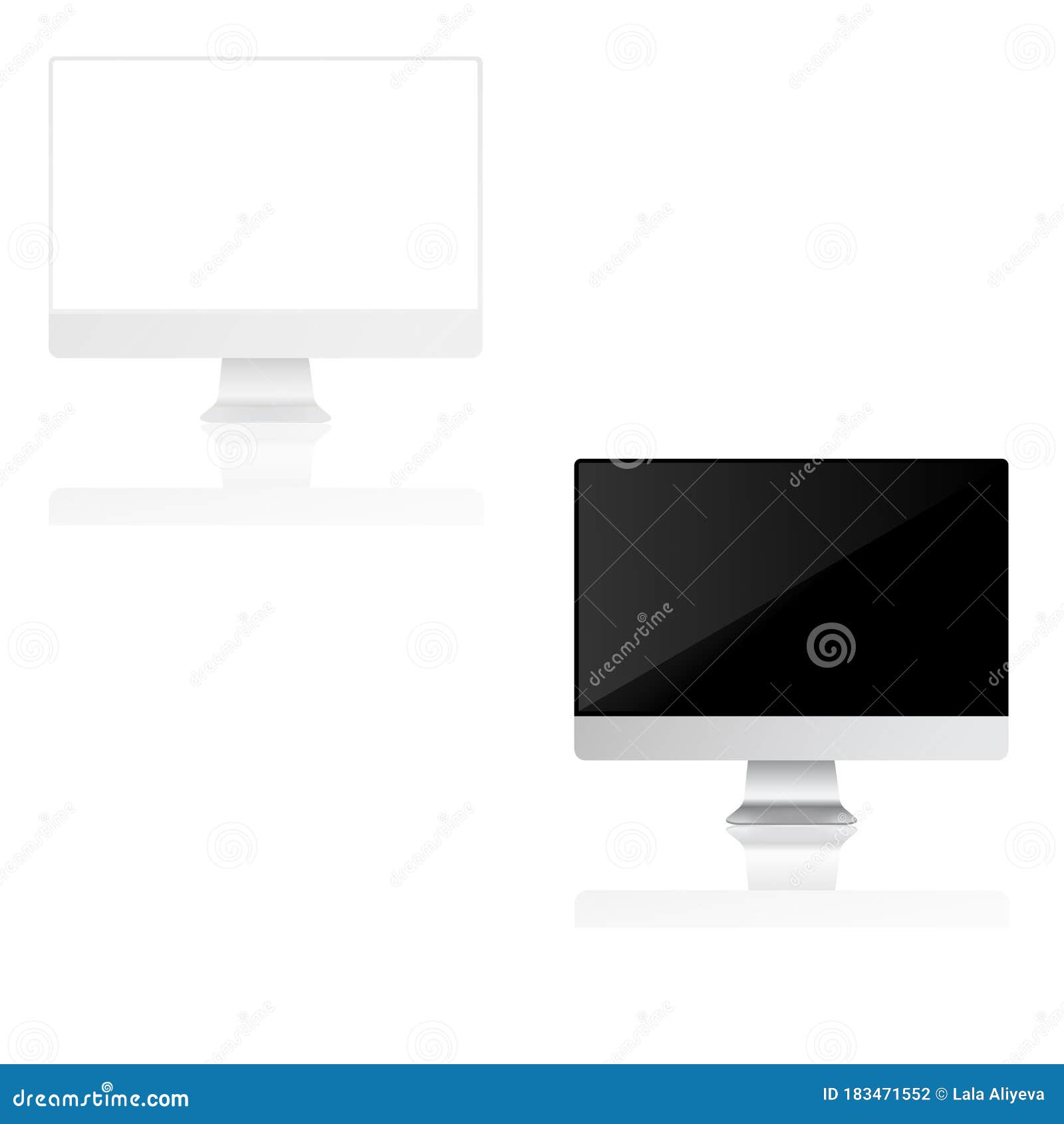 Computer Monitor with White Screen Mock Up. Vector Stock Illustration ...