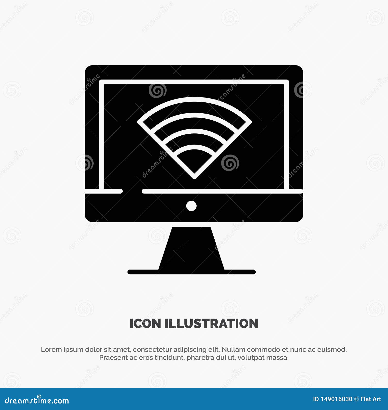 Computer, Monitor, Wifi, Signal Solid Black Glyph Icon Stock Vector ...