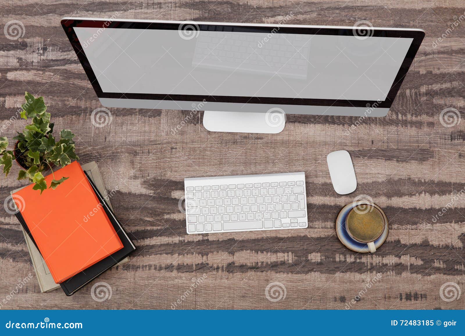 Computer Monitor on Working Desk Stock Image - Image of keyboard ...