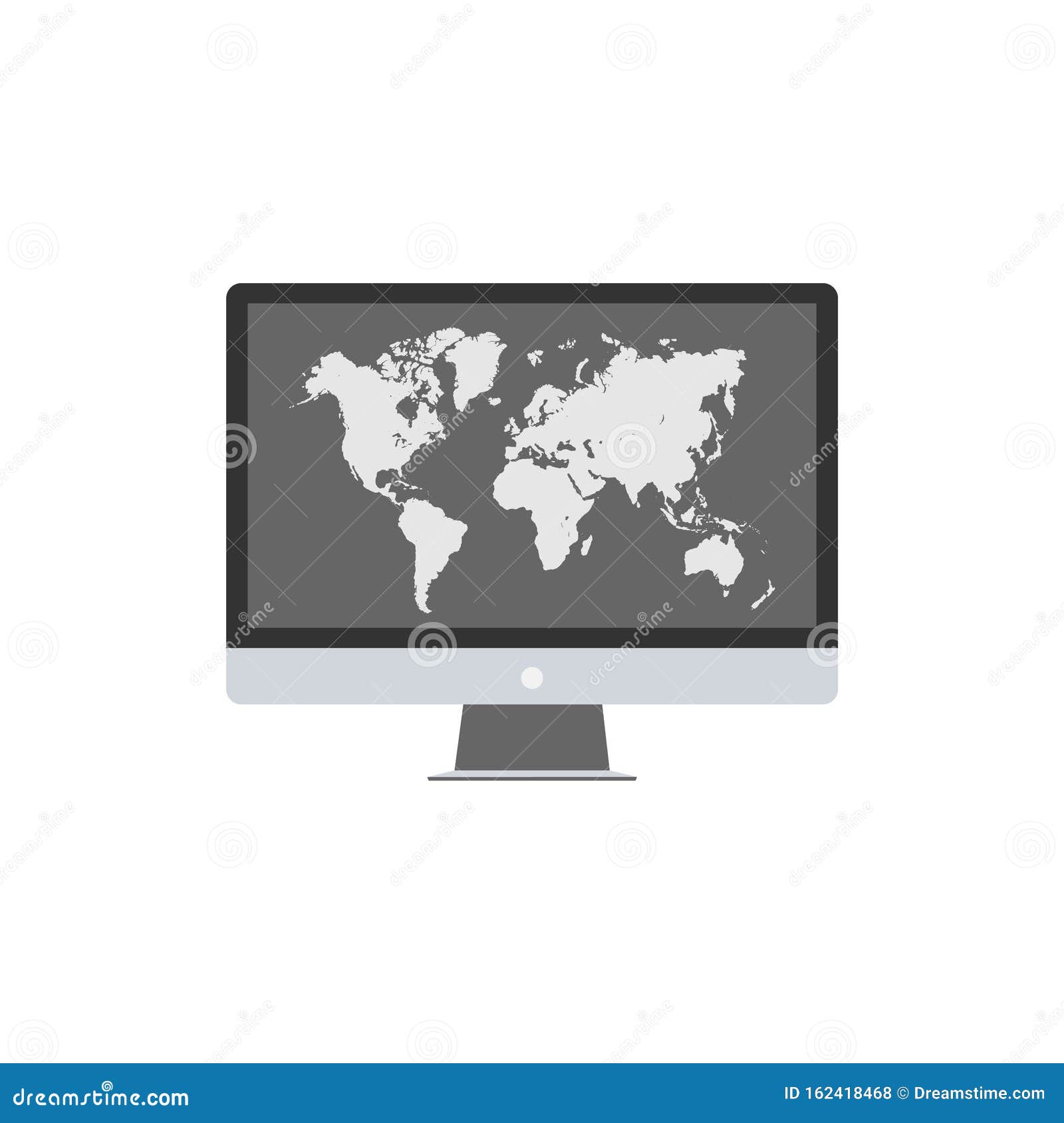 Computer Monitor with World Map Stock Vector - Illustration of ...