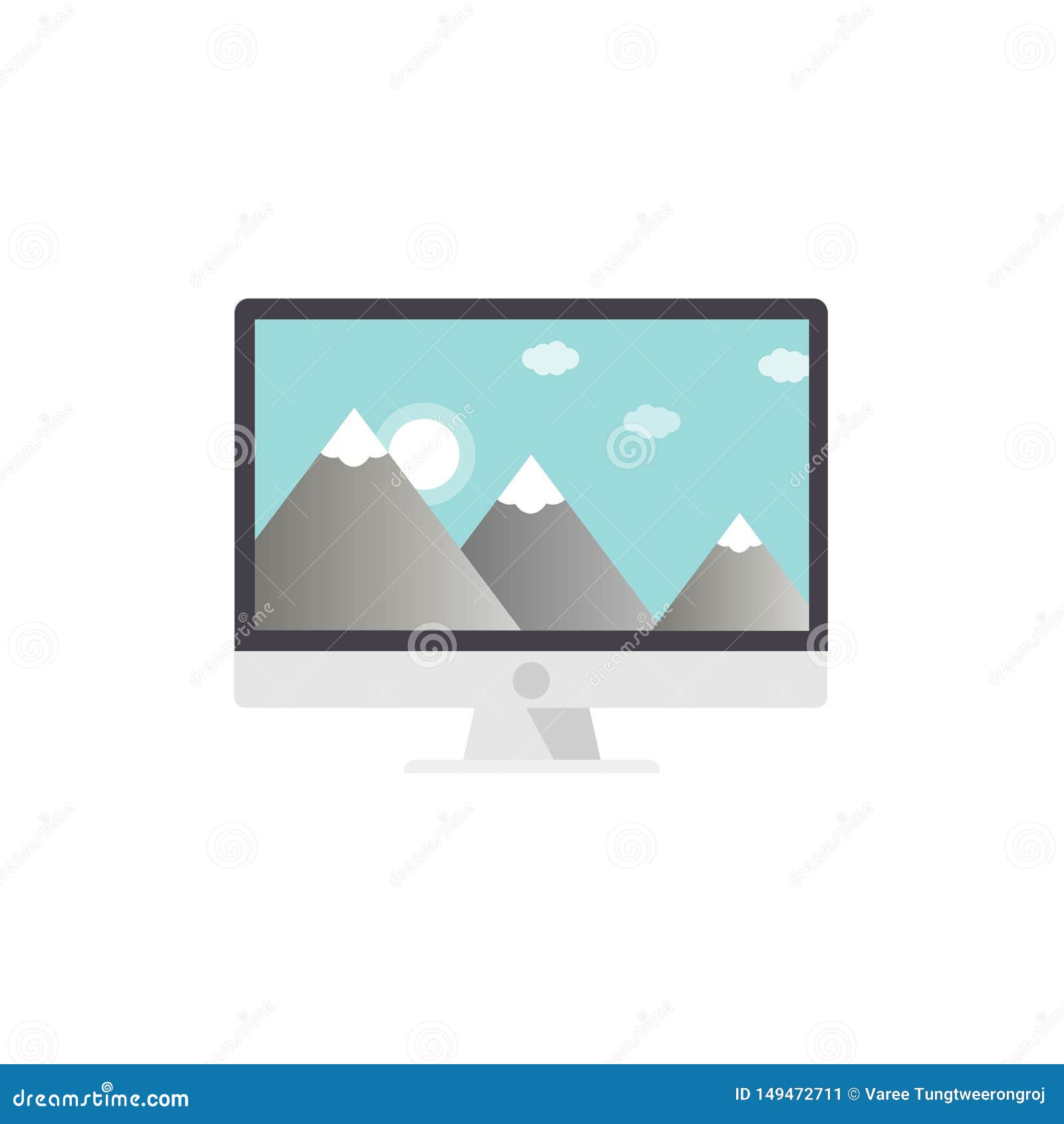 Computer Monitoring with Landscape Wallpaper Desktop Stock Vector ...